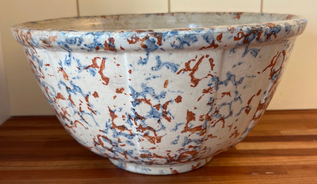Huge Antique Spongeware Bowl - Etsy