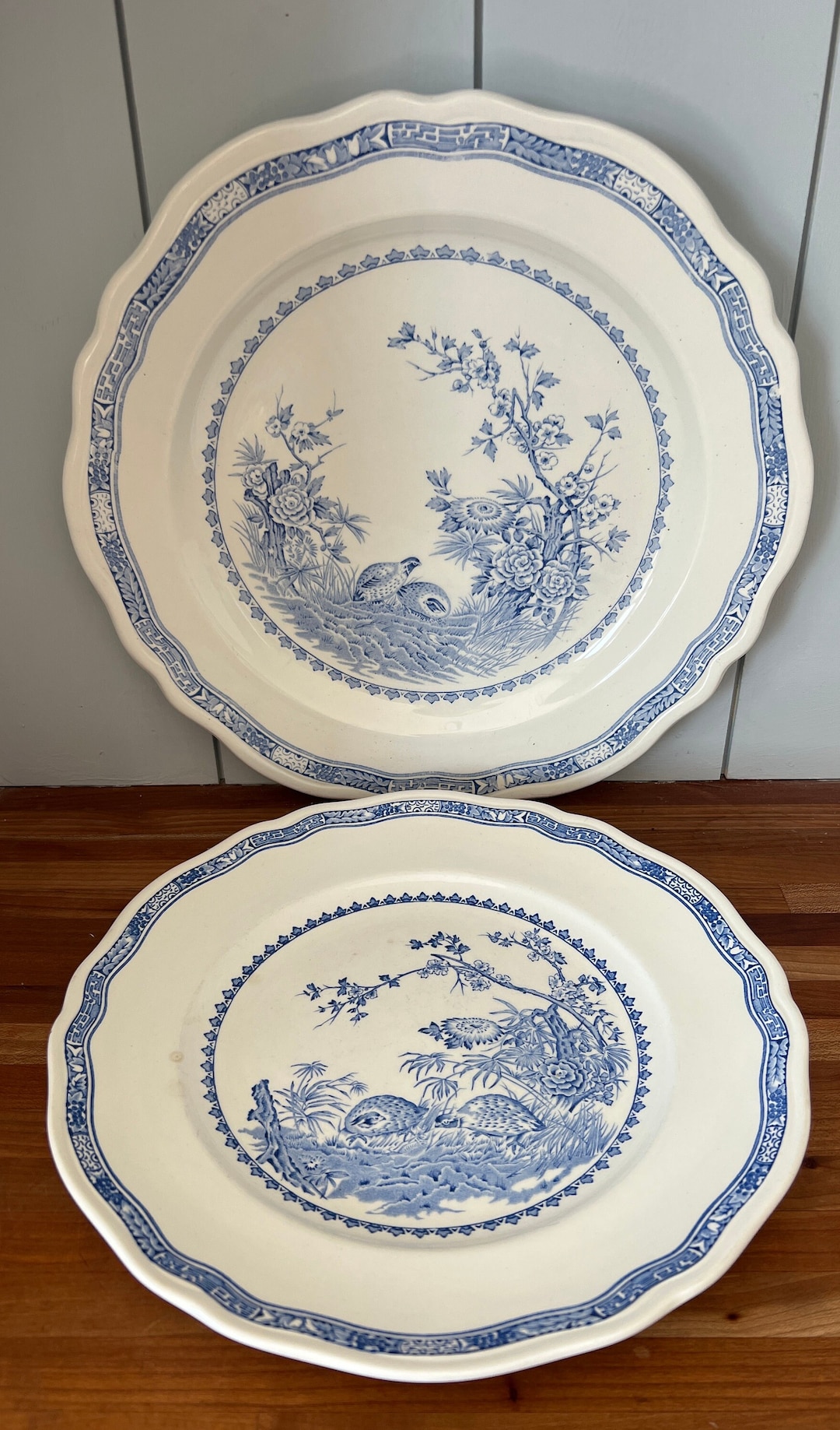 Furnivals Blue Quail Platter and Dinner Plate - Etsy