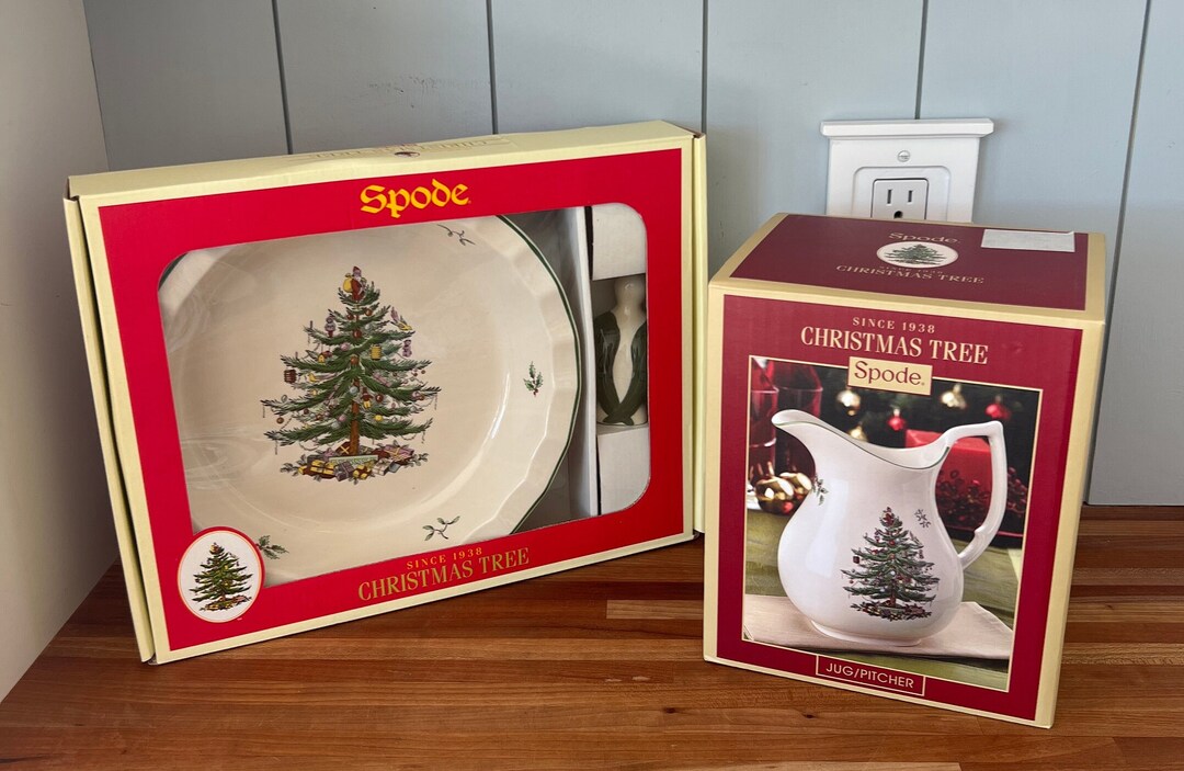 Spode Christmas Tree Pitcher/ Pie Dish and Bird - Etsy
