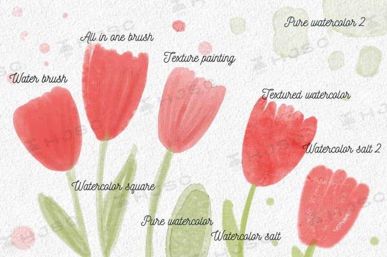 Procreate Watercolor Brushes, Textures Brush Set, Textured Paper and ...