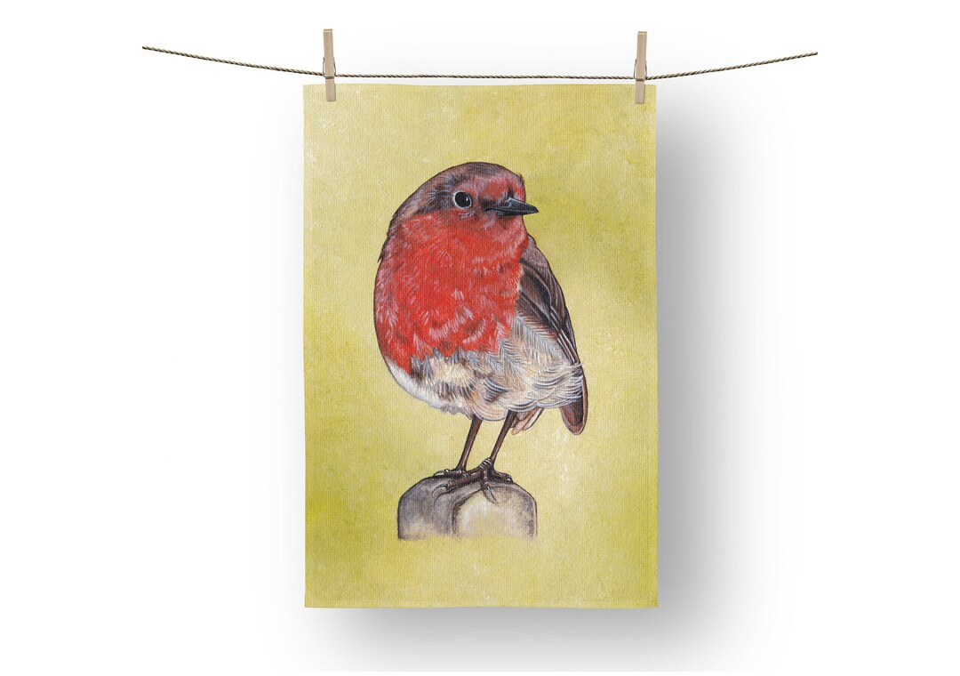 Robin Tea Towel, Bird Tea Towel, Robin Dish Cloth, Bird Kitchen ...
