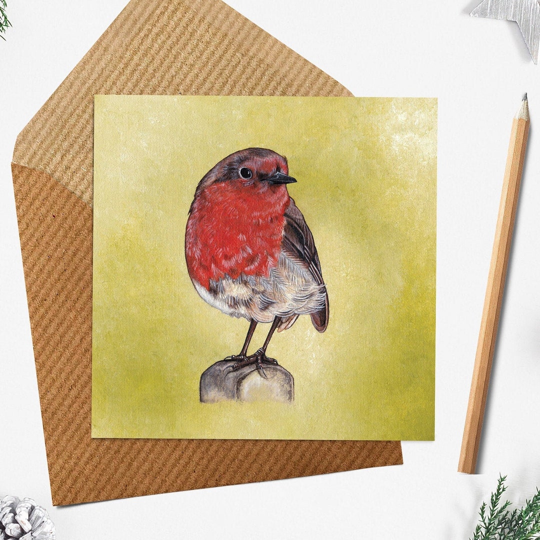 Robin Christmas Card, Seasonal Festive Cards, Merry Christmas Holiday ...