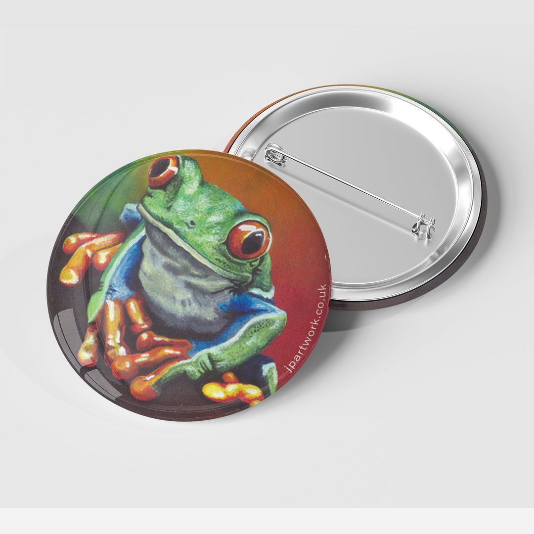 Frog Badge, Treefrog Badge, Pin Badge, Tree Frog Badge, Frog Gifts ...