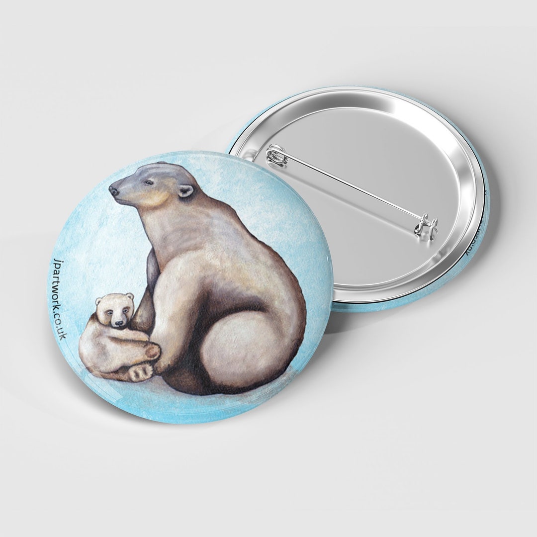 Bear Pin Badge, Polar Bear Badge, Endangered Bear, Arctic Animals ...
