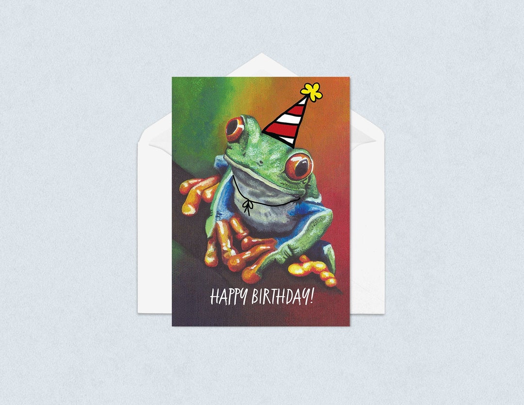 Frog Birthday Card, Frog Card, Treefrog Birthday Card, Treefrog Card ...