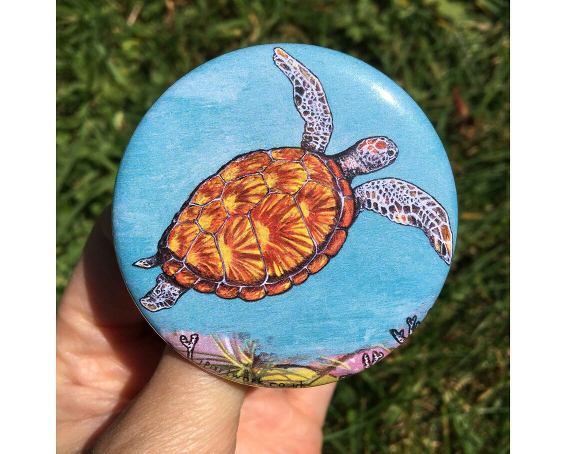 Sea Turtle Badge 58mm Metal Pin Badge Pin Back Button - Etsy