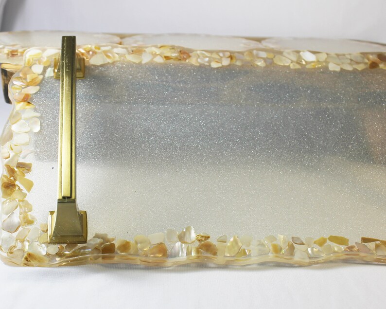 Beautiful Resin and Crushed Shell Tray and Four Matching Coasters - Etsy