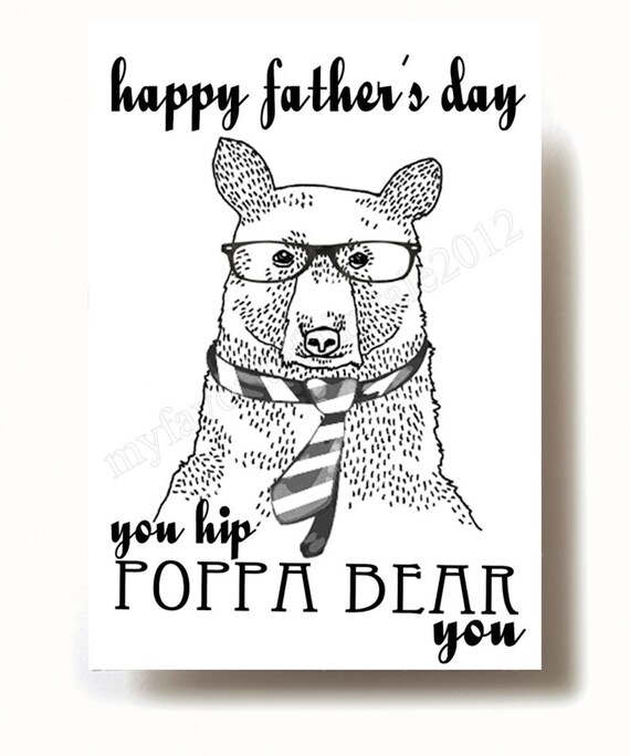 Items similar to Funny Hispter Poppa Bear Father's Day Card - Perfect ...