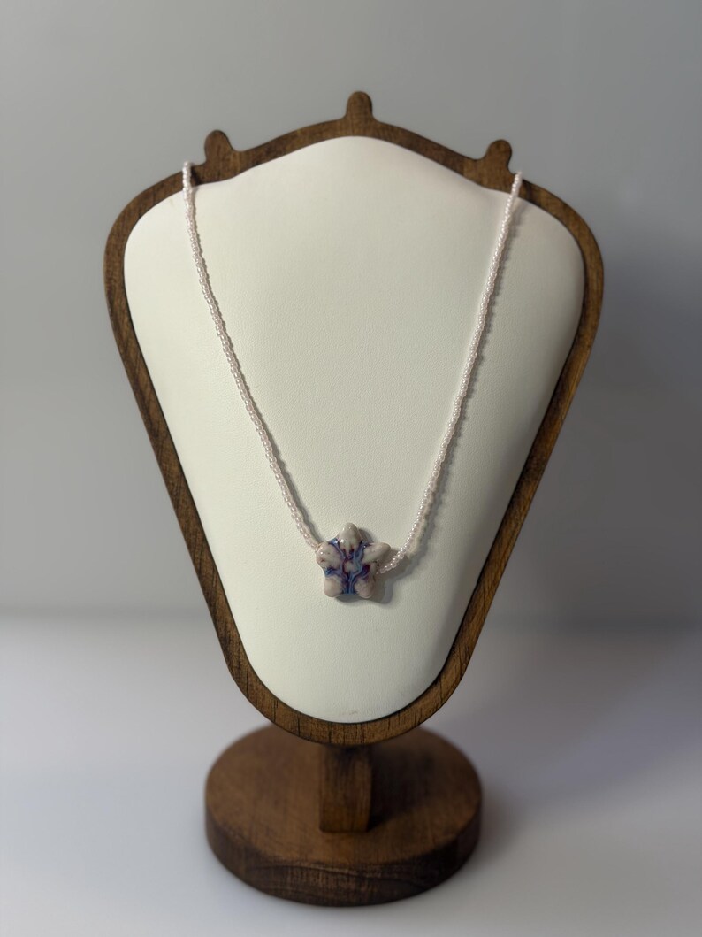 Glass Bead Starfish Necklace, Coastal Beach Necklace, Colorful Nautical ...