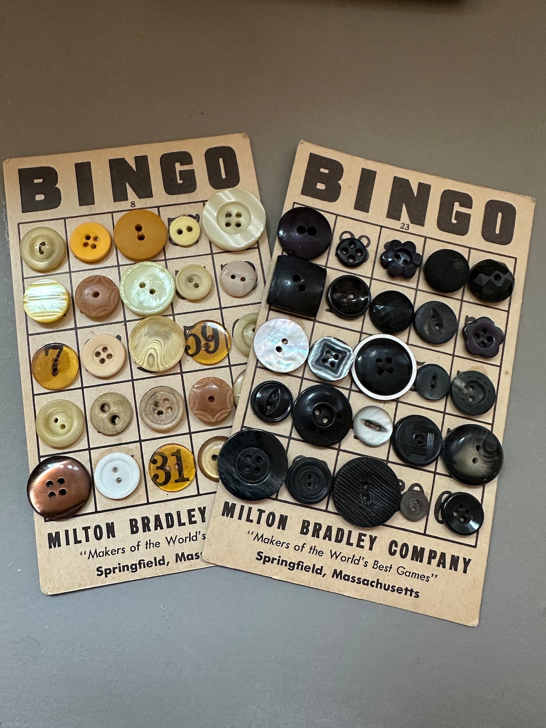 Vintage Bingo Card With Antique Buttons Set of 2 - Etsy