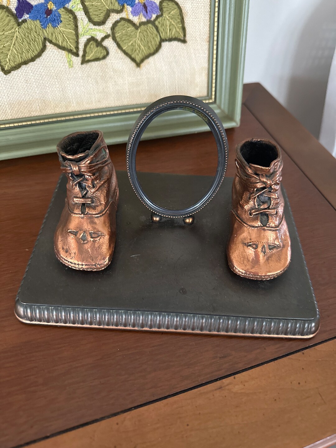 Vintage, Bronze / Copper Plated, Ornate Baby Shoe Picture Frame - Etsy