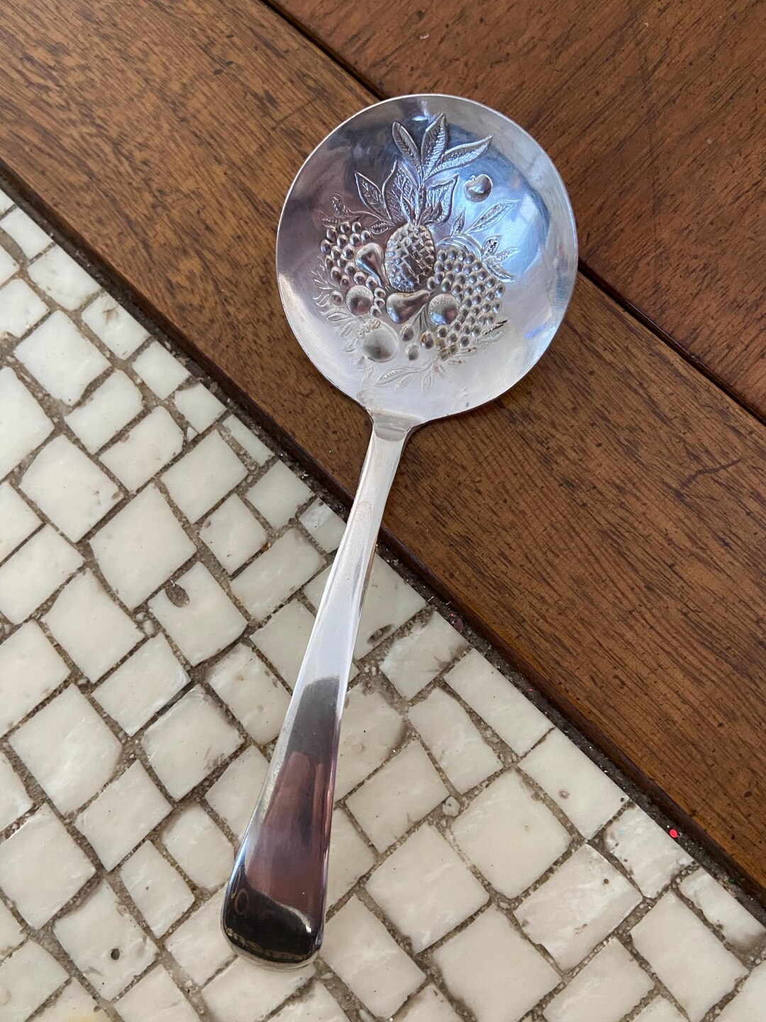 Antique English Silver Repousse Bon Bon Spoon - Etsy