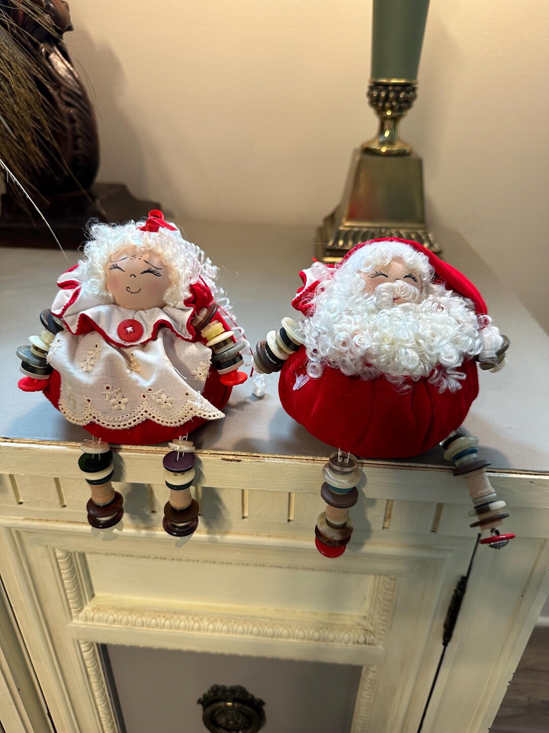Vintage Mr & Mrs Clause Beadbag Dolls With Sewing Notions - Etsy