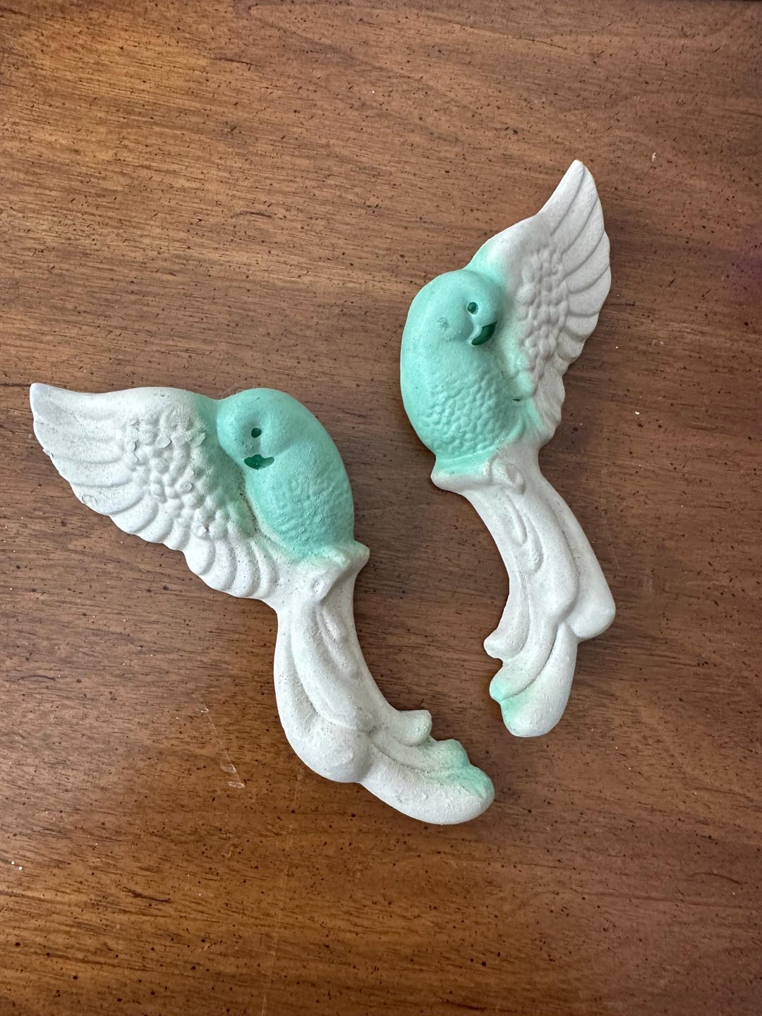 Set of 2 Vintage Pair of Art-deco Mini Parakeet Wall Pocket Vase ...