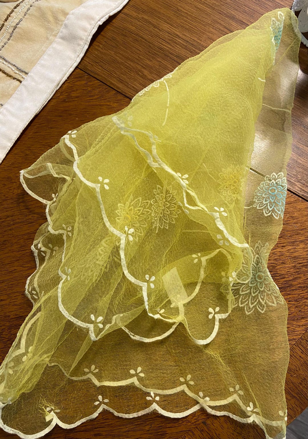 Mcm Ladies Chiffon Head Scarf in Pale Yellow With Embossed Daisies - Etsy