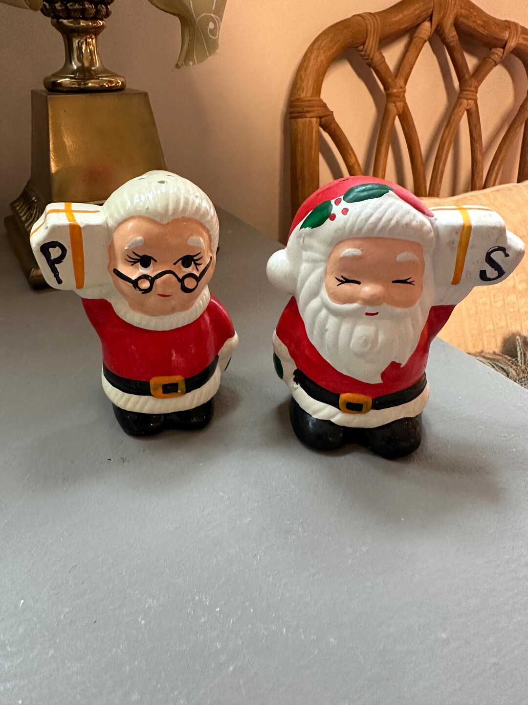 Ceramic Mr and Mrs Clause Salt & Pepper Shakers - Etsy