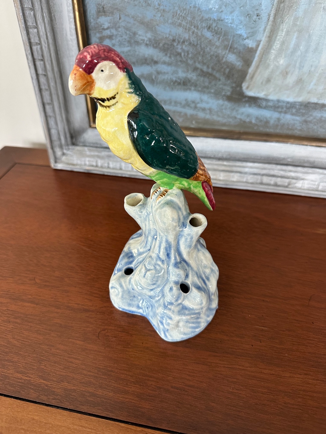 Vintage Ceramic Parrot Flower Frog - Etsy