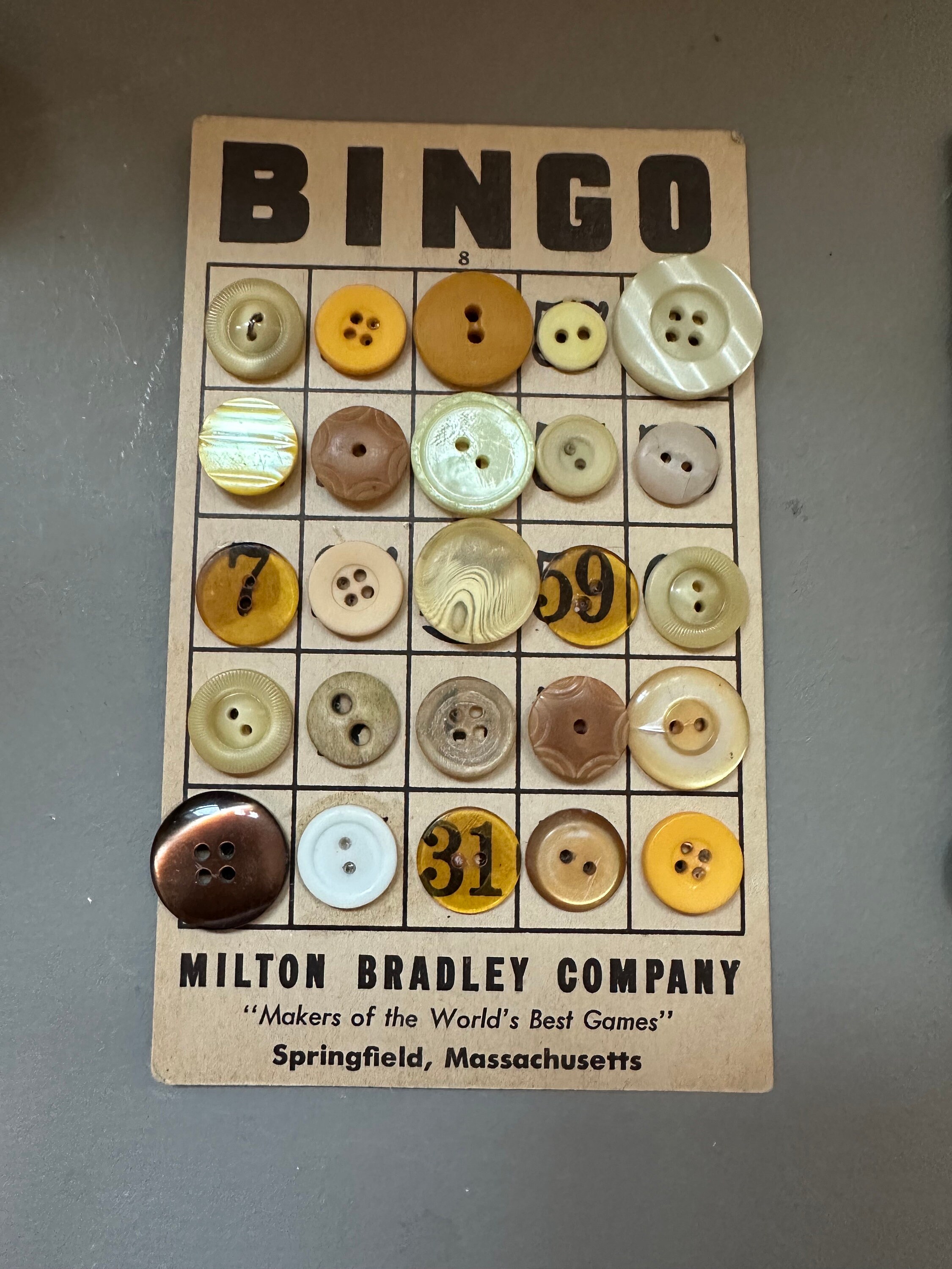 Vintage Bingo Card With Antique Buttons Set of 2 - Etsy