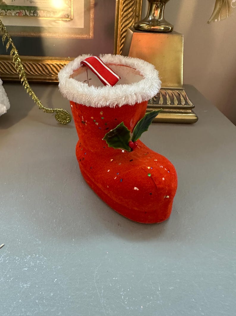 Vintage Japan Felted Santa Boot - Etsy