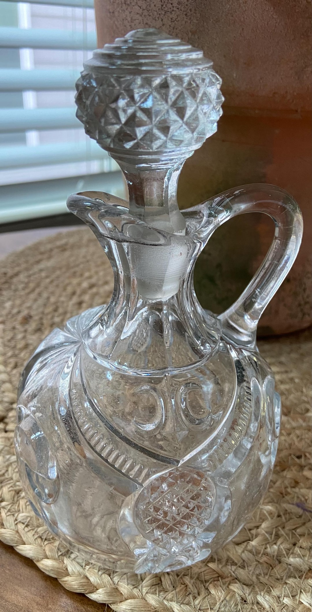 Vintage Pressed Glass Vinegar Cruet - Etsy