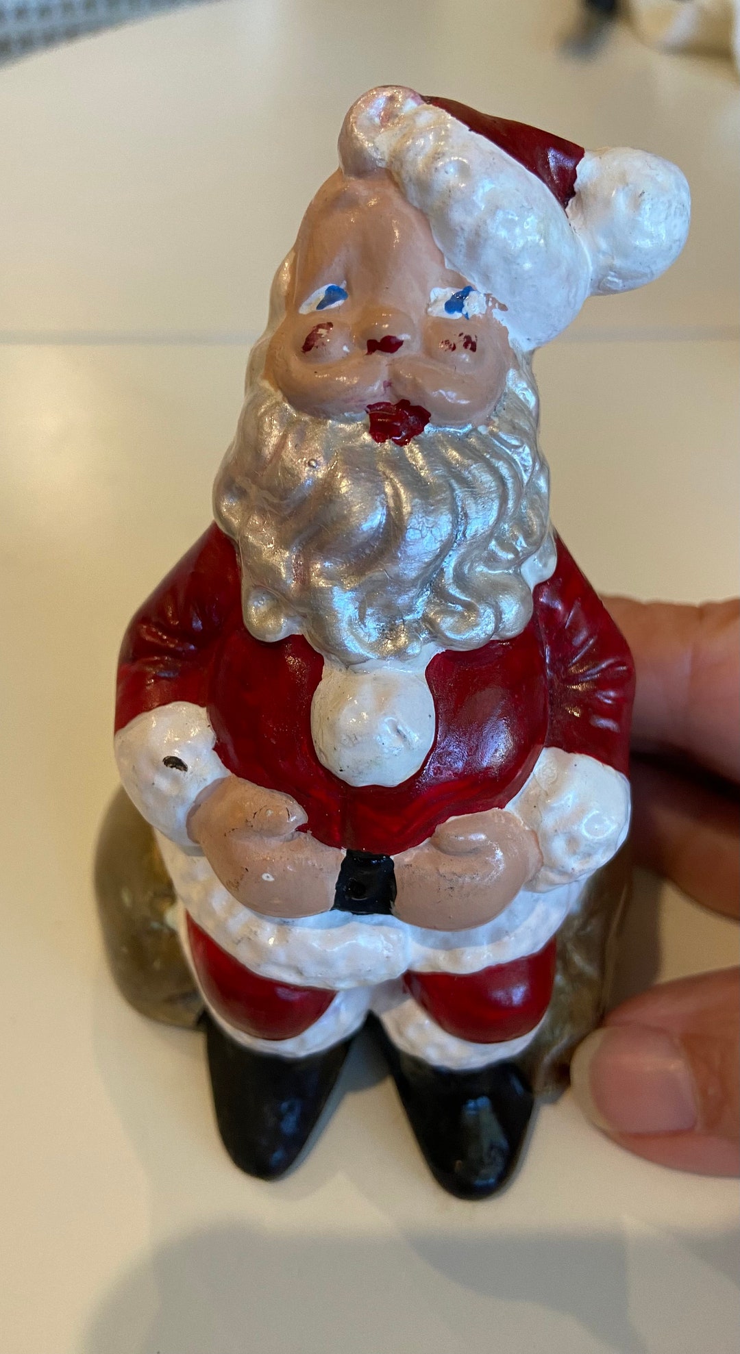 Vintage Primitive Chalk Santa - Etsy