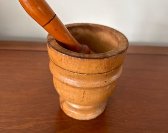 VTG 50s Mid Century Mortar & Pestle Folk Art Hand Painted Wood Veggies and Vines - Etsy
