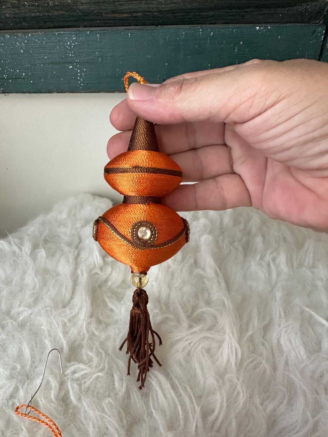 Set of 2 Vintage Satin Thread Ornaments - Etsy