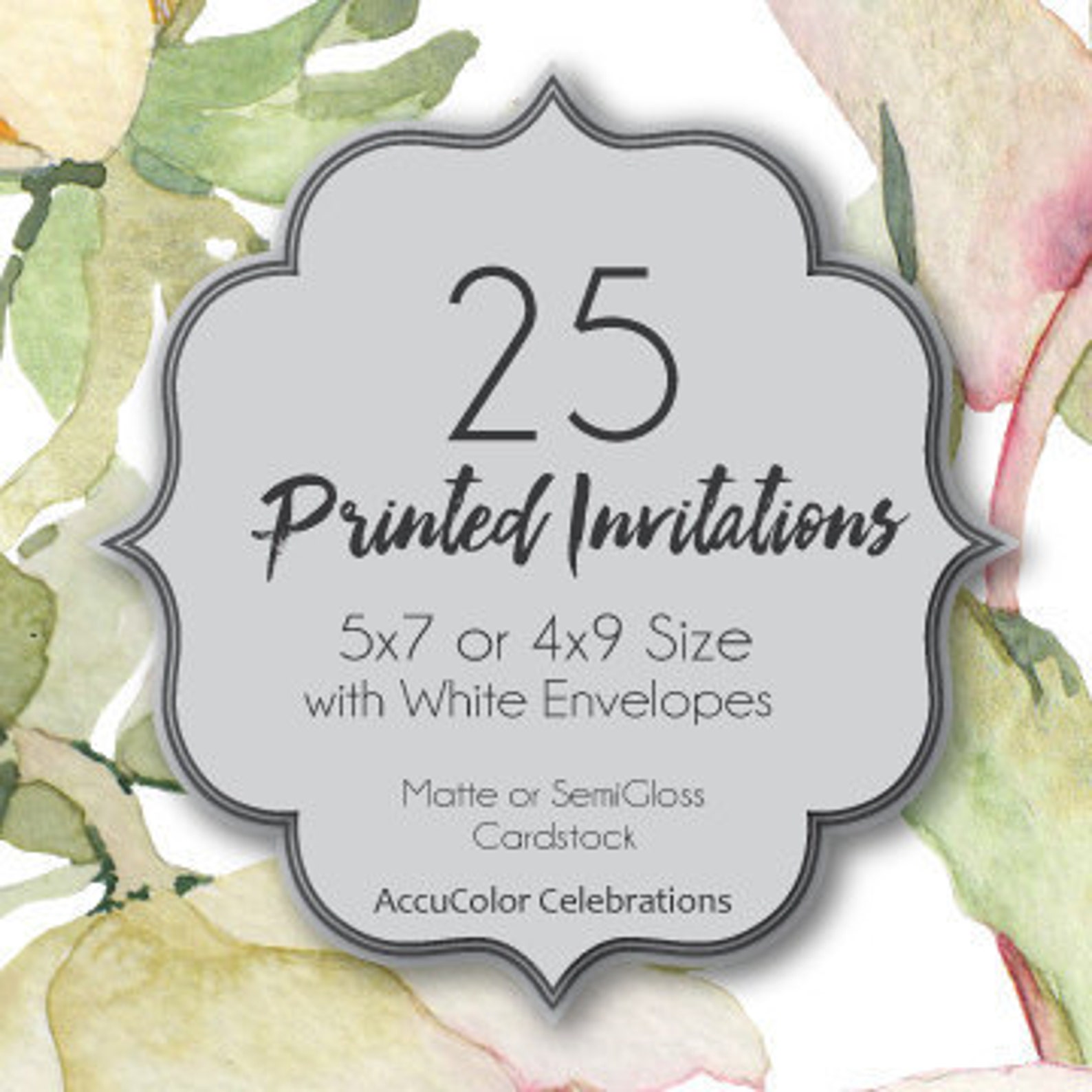 Invitation PRINTING 25 Custom 5x7 or 4x9 Print Service Fast | Etsy