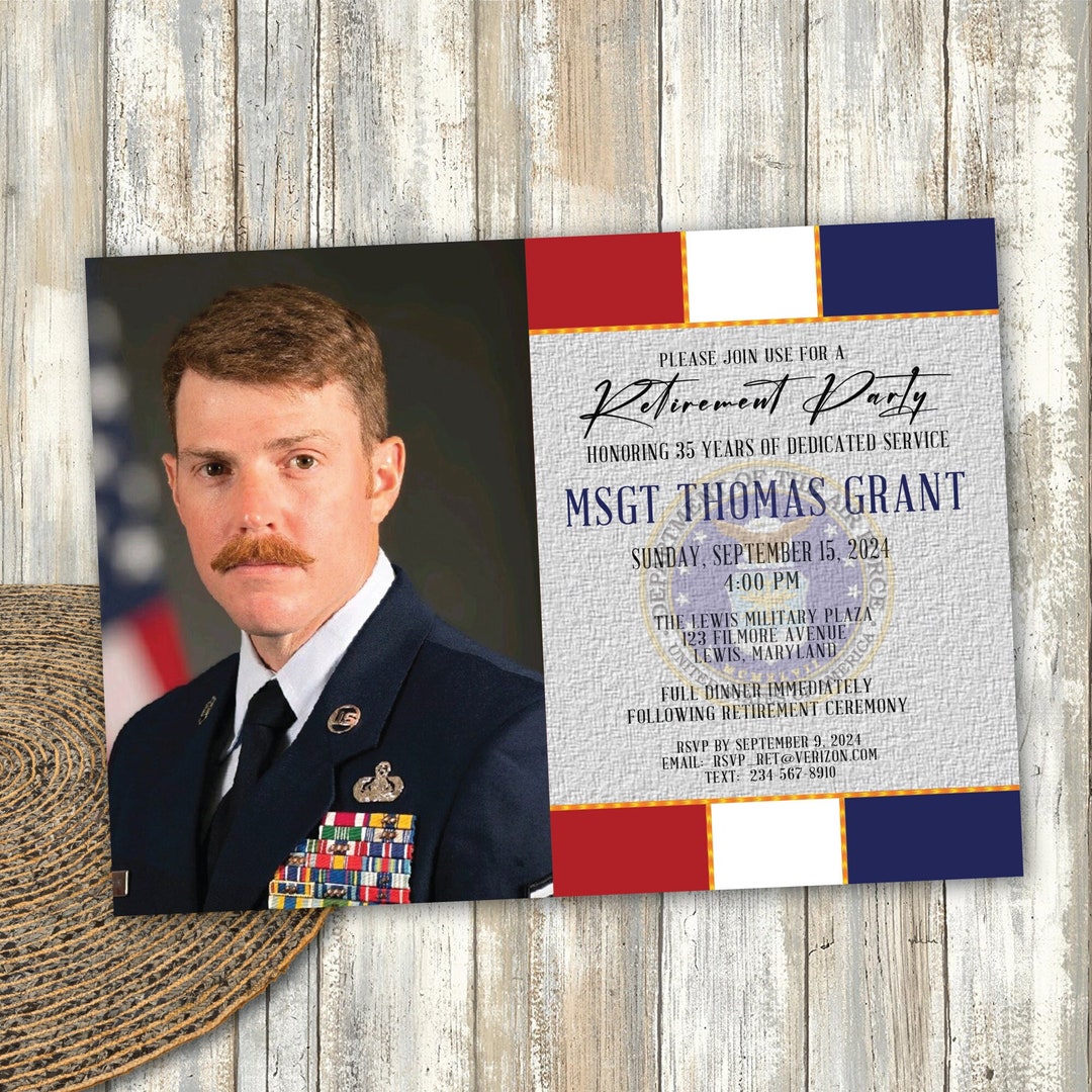 PHOTO Military Invite / Red-white-blue Design / Promotion / Retirement ...
