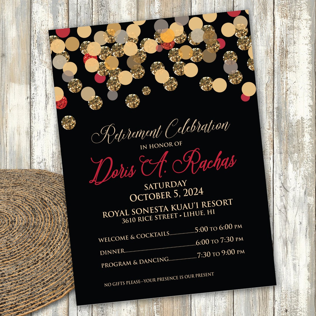 Glamor RETIREMENT Invite / Glitter Design / Social Media ...
