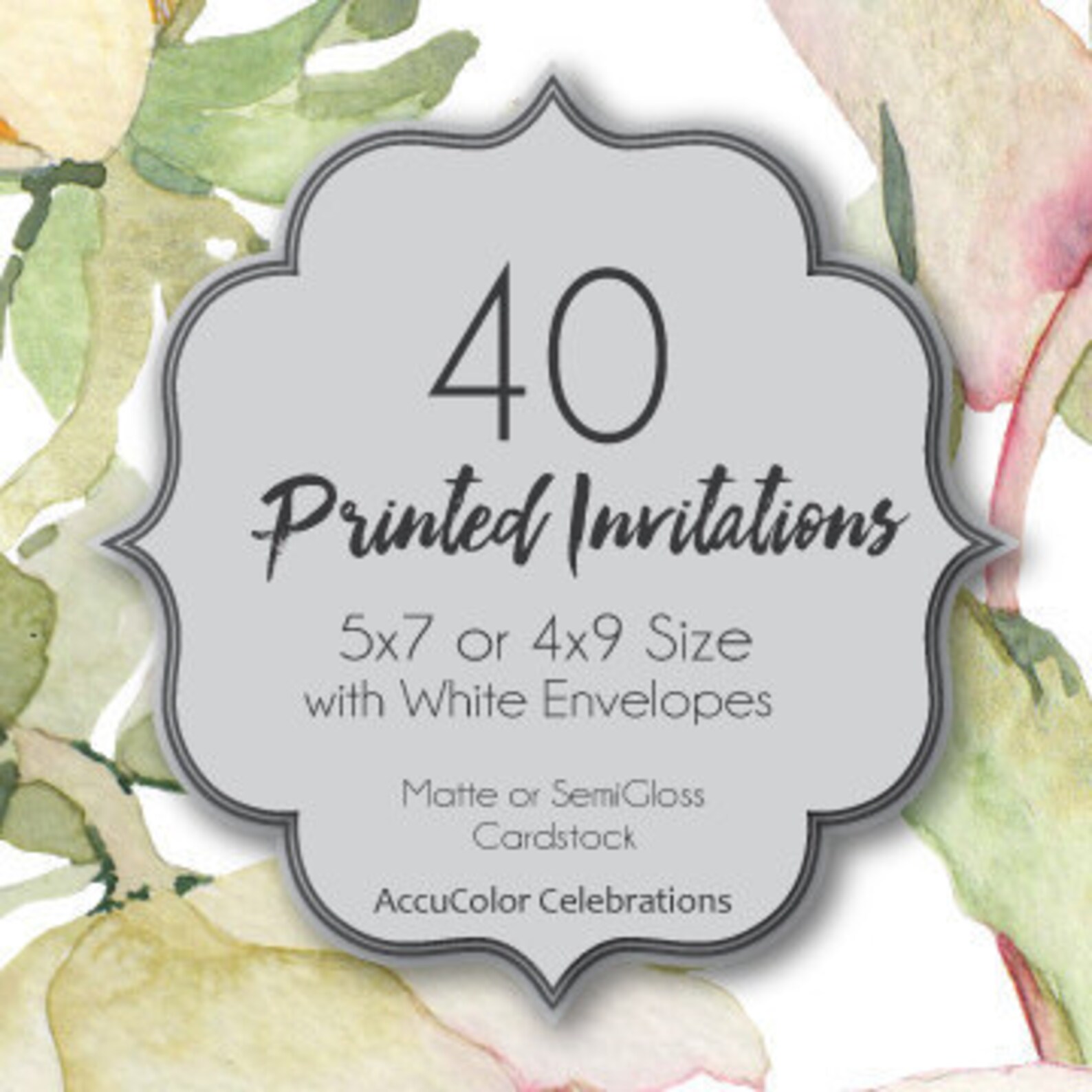 Invitation PRINTING 40 Custom 5x7 or 4x9 Print Service Fast | Etsy