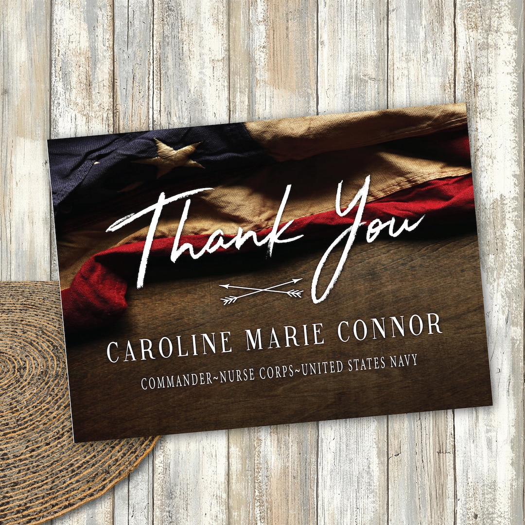 MILITARY Thank You Card / Flag Thank You Card / Card or Postcard ...