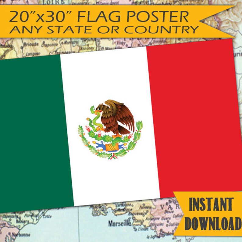 Flagposter INSTANT DOWNLOAD 20x30 Size / ANY Country-state / - Etsy