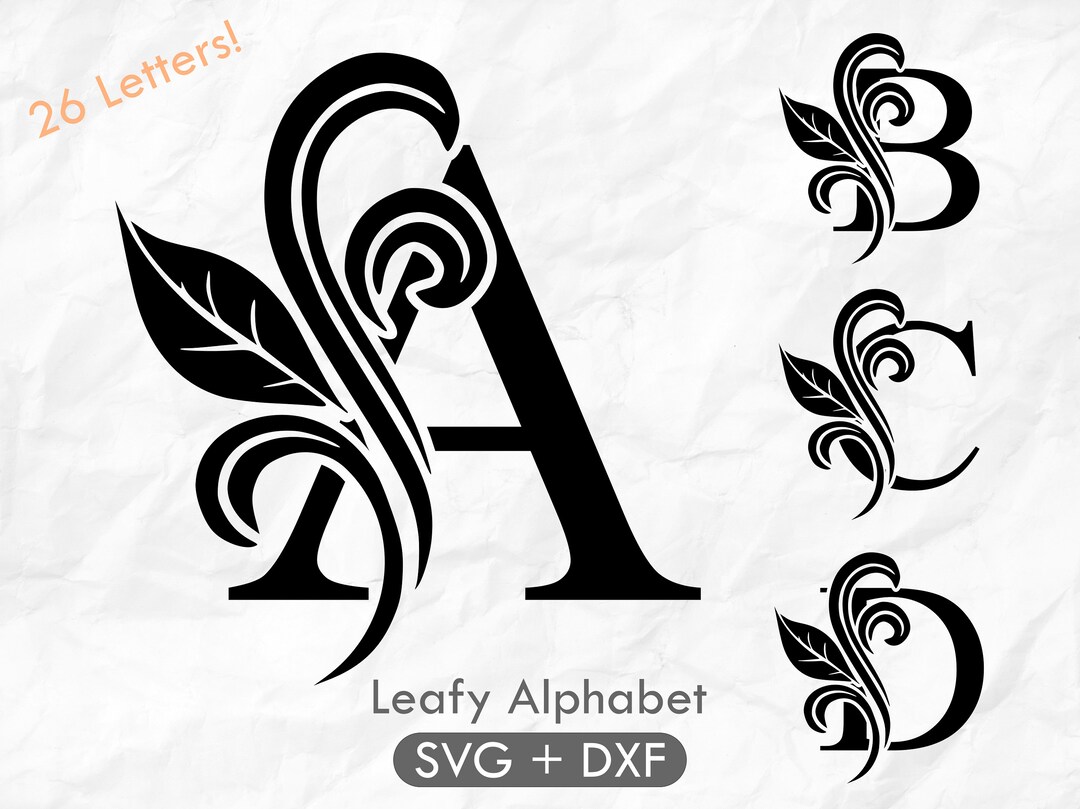 Leafy Alphabet Svg/dxf Last Name Svg/dxf Initial Monogram - Etsy