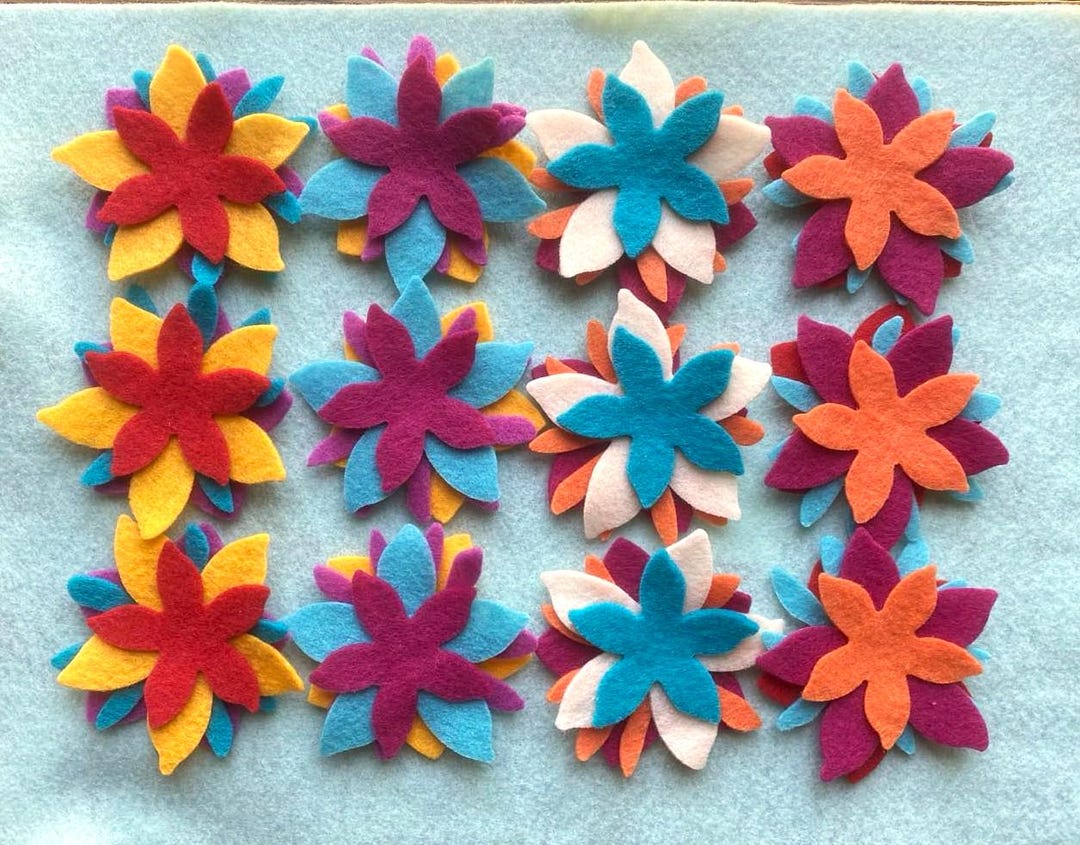 128 Felt Flower Pieces Bee Balm Flowers Spring Felt Flowers Summer Felt ...