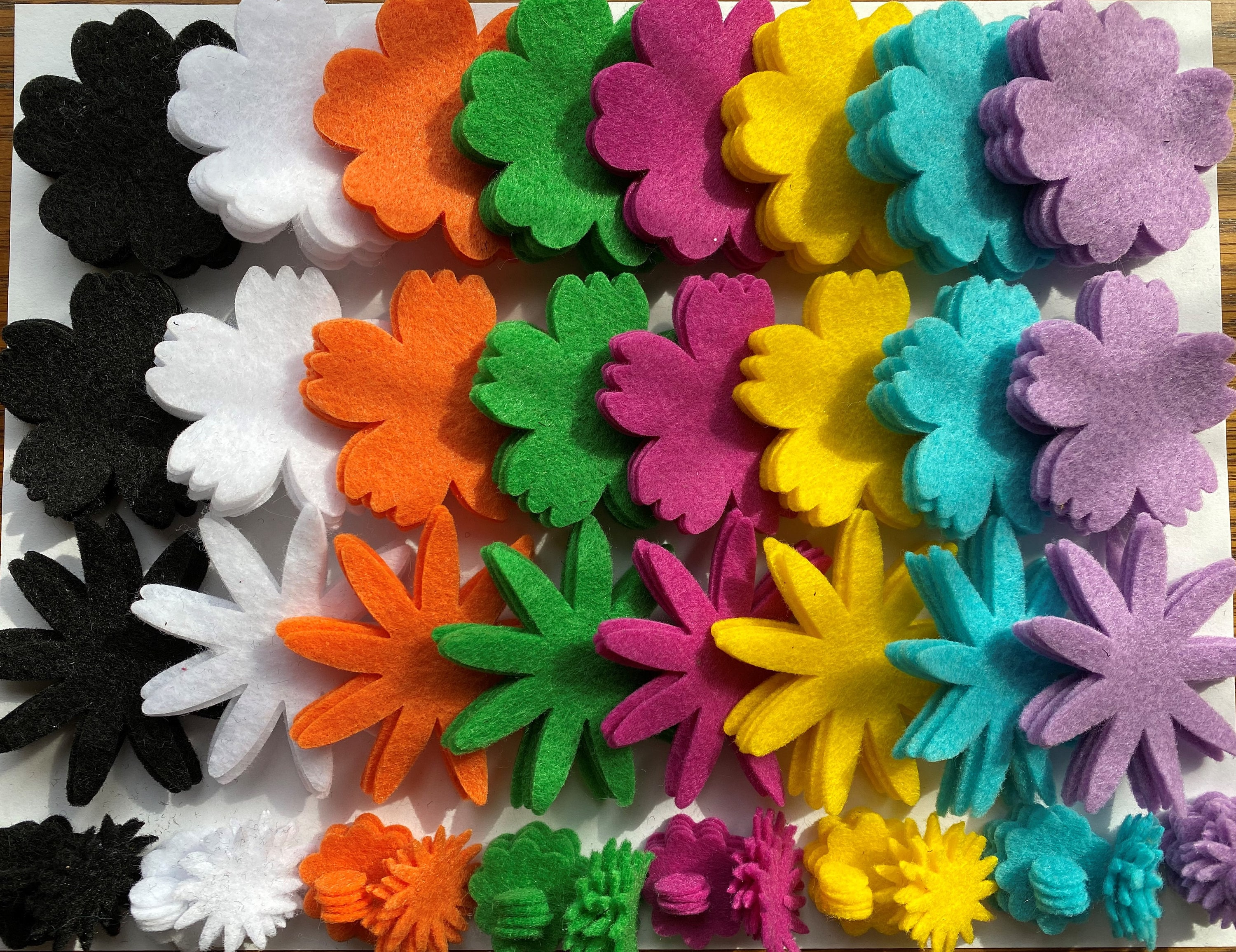 192 Precut Pre-cut Felt Flower Pieces Back to School Tropical Colors ...