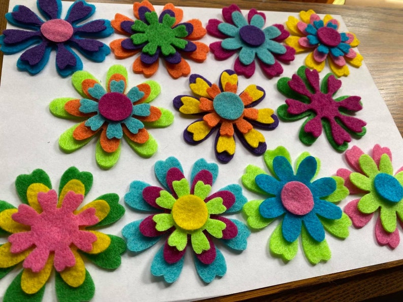 252 Die Cut Felt Flower Felt Shapes Mix and Match Classroom Back to ...