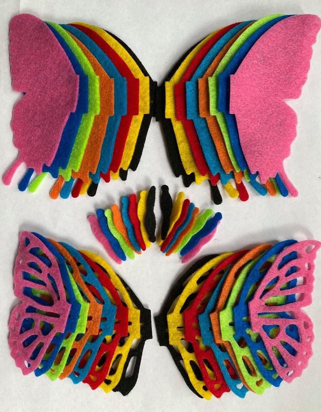 32 Butterfly Wings Felt Butterflies Felt Butterfly 16 Butterfly Bodies ...