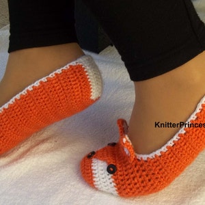 Fox Slippers, Crochet Foxy Slippers, Womens Home Shoes, Animal Slippers ...