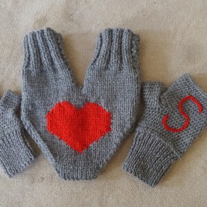 Couples Gloves Set With Initals Hearted Lovers Gloves Gift - Etsy