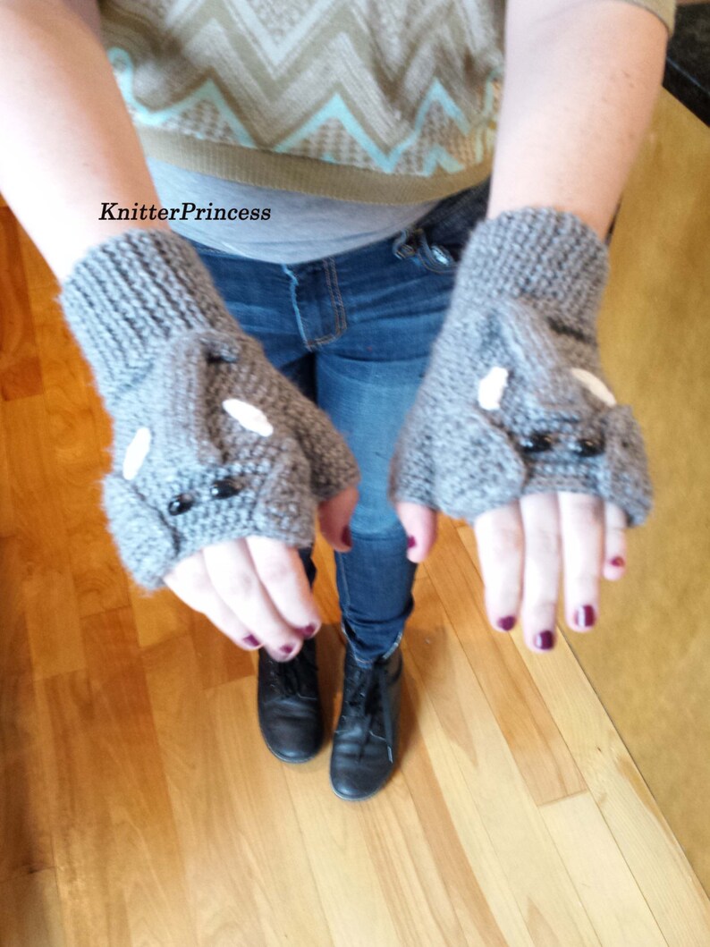 Elephant Gloves, Adult Size, Elephant Mittens, Elephant Fingerless ...