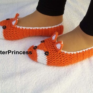 Fox Slippers, Crochet Foxy Slippers, Womens Home Shoes, Animal Slippers ...