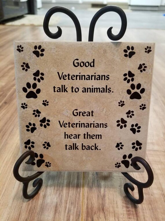 6x6 Thin Tile Stand Great Veterinarian Plaque Pawprint Art - Etsy