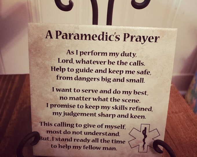 6x6 Thin Tile A Paramedic's Prayer Plaque EMT EMS Paramedic Gift Star ...
