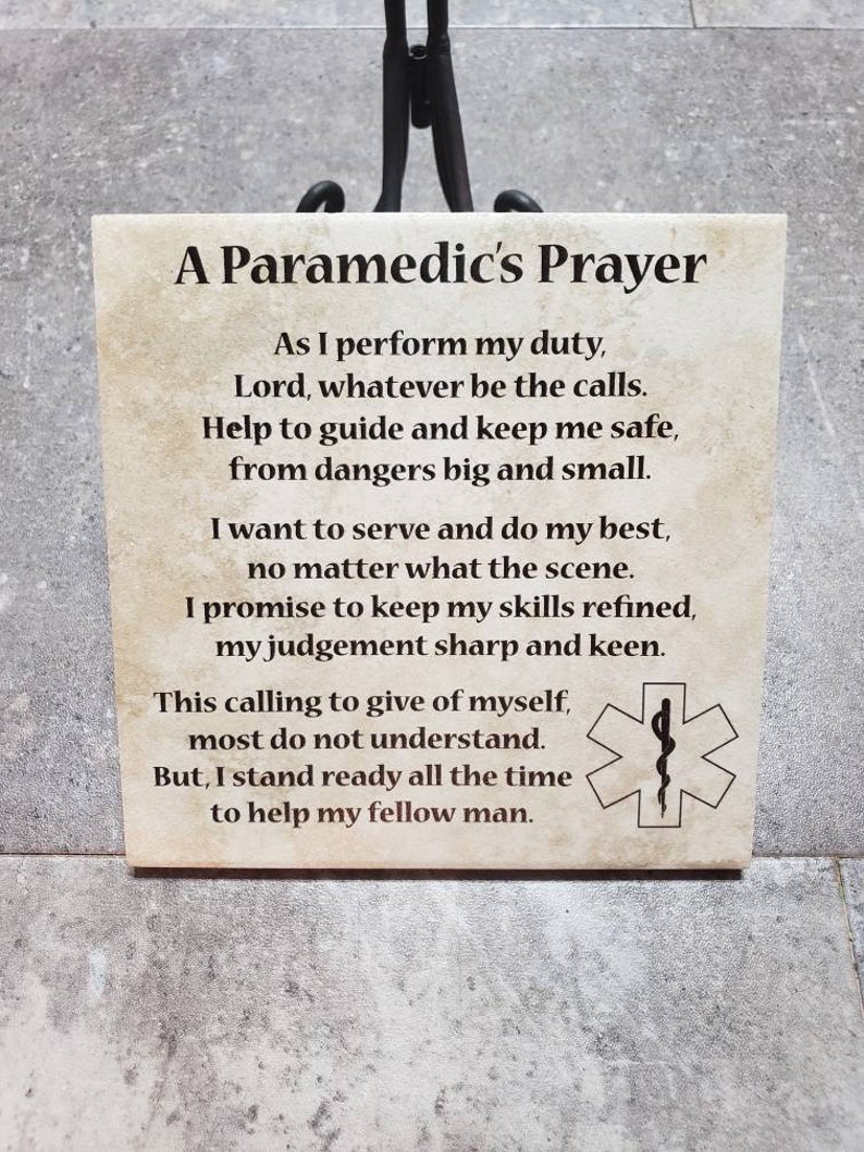 6x6 Thin Tile A Paramedic's Prayer Plaque EMT EMS - Etsy