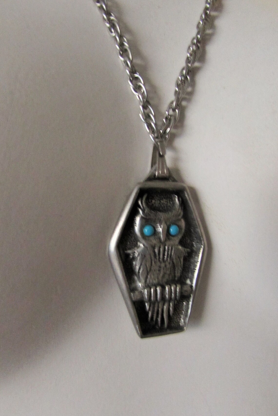 OWL Necklace Turquoise Colored Eyes Signed J. RITTER Pendant Vintage ...