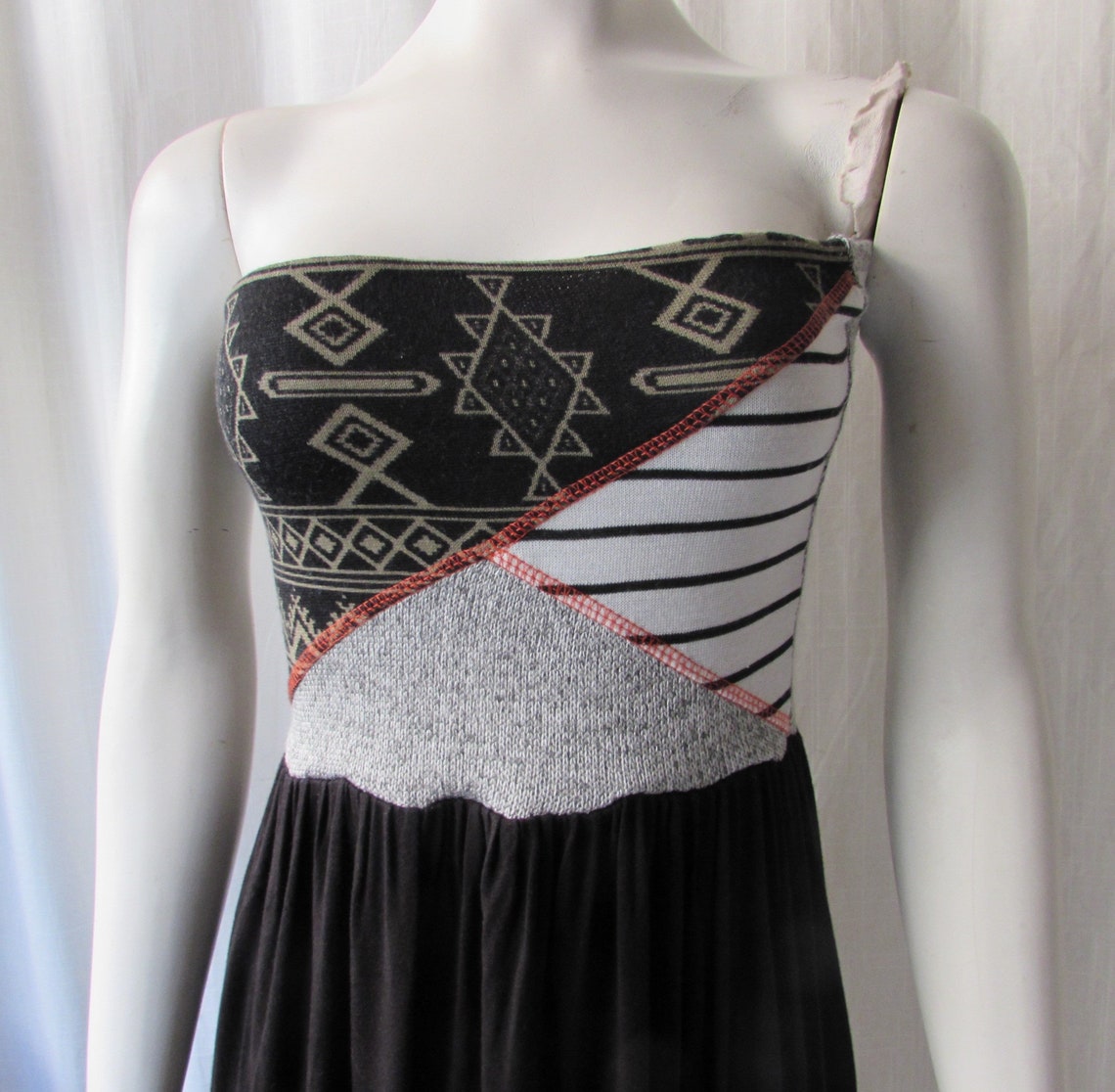 Long Dress Knit Sheer Bottom Hem Shoulderless Small Made in - Etsy