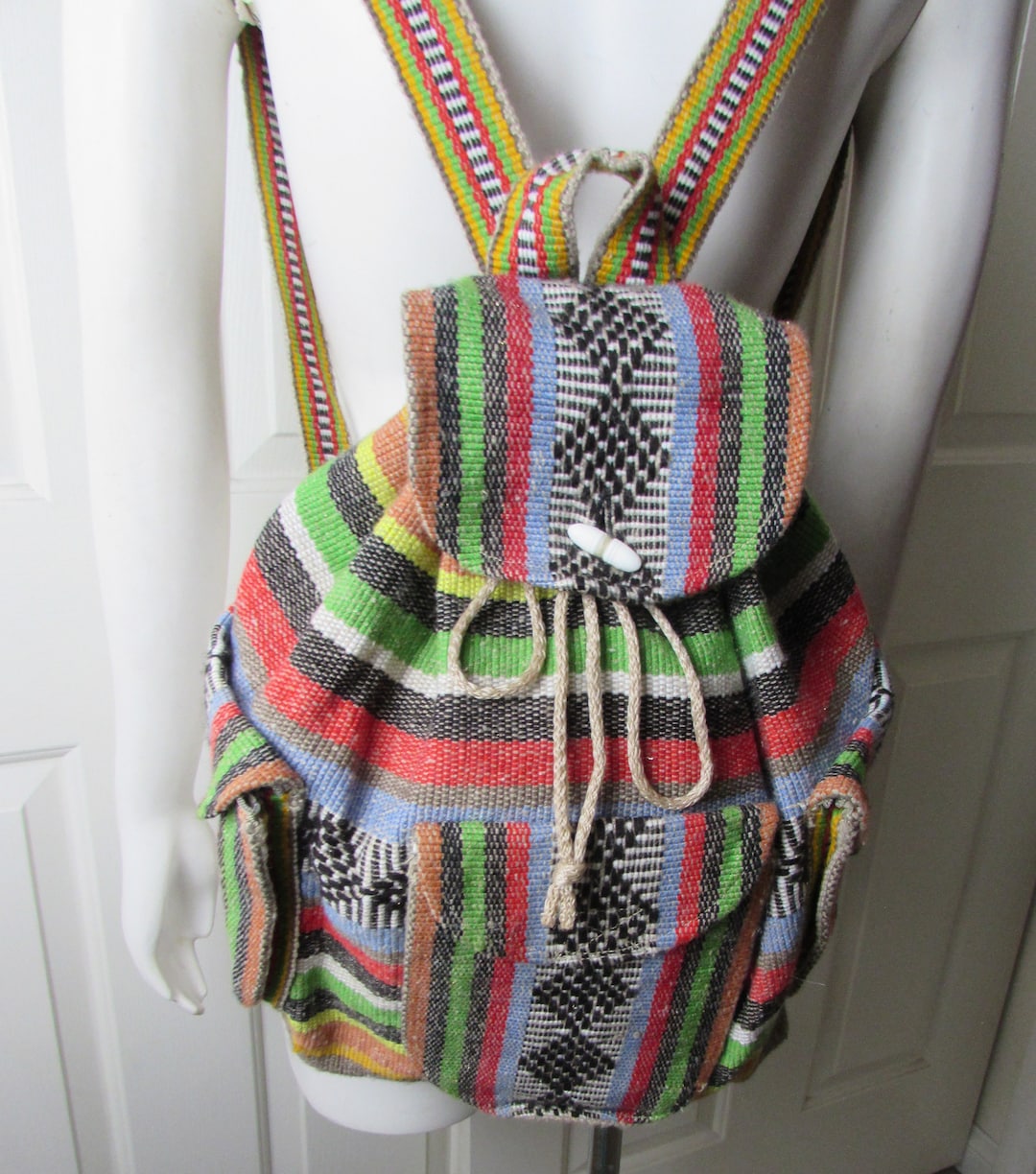 Pinzon Back Pack Mexican Woven Multi-color Multi Pocket Boho School ...