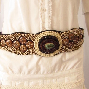 Vintage BELT BOHO Handmade Natural Shells, Beads Coconut Shell ...
