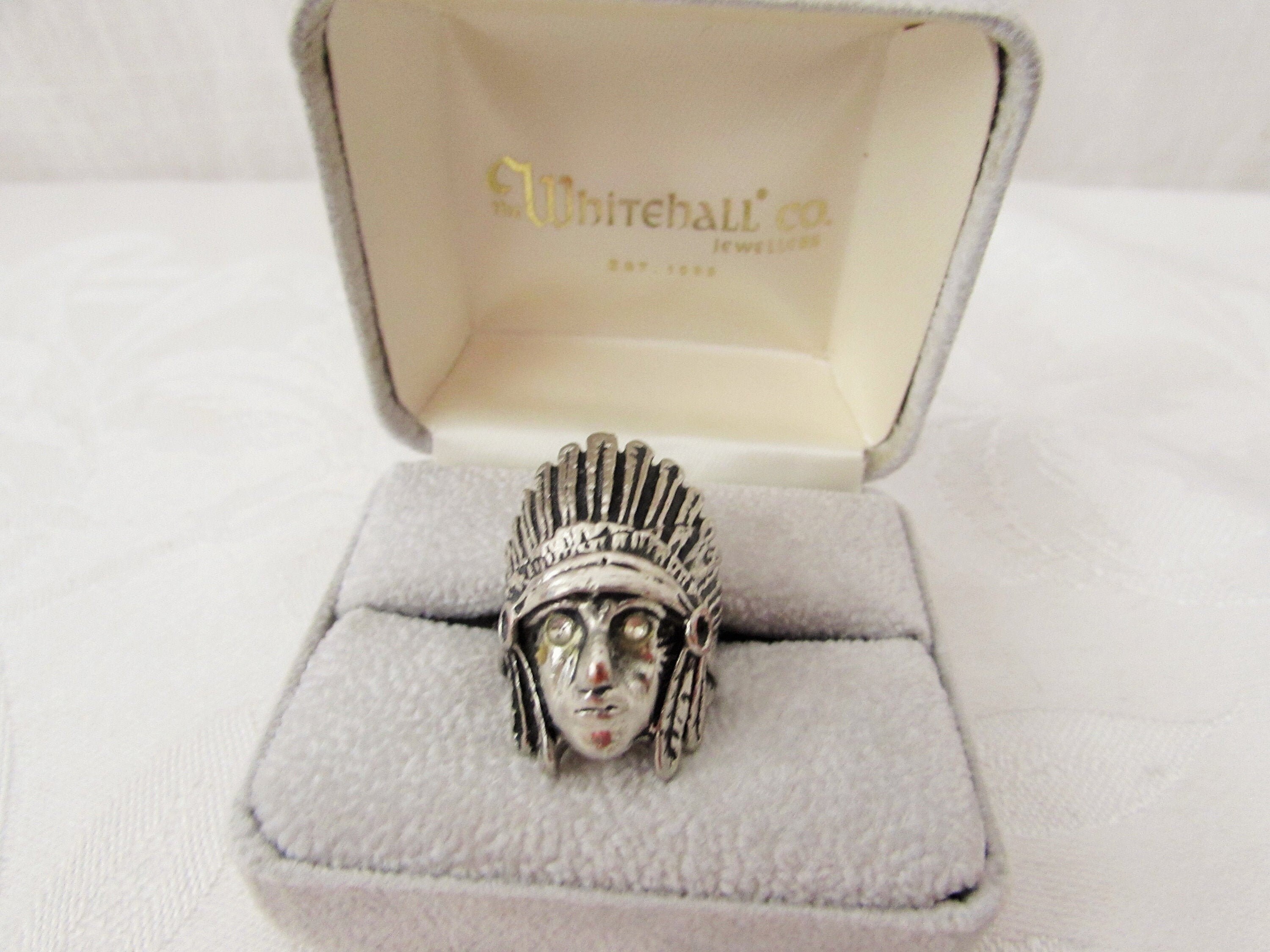 RING Silver AMERICAN INDIAN Apache Chief Full Headdress Size 4 - Etsy